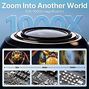 Digital Microscope, 4.3" LCD USB Coin Microscope, 1000X 1080P Error Coin Magnifier with 8 Adjustable LED Lights, PC View, Compatible with Windows for Adults Kids