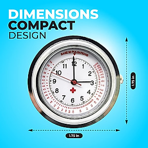 Nurse Stethoscope Watch - Lightweight Metal Frame- Attaches Directly to Stethoscope for All Medical Professionals (Silver)