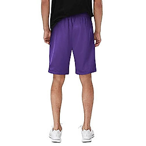 Hat and Beyond Mens Mesh Shorts Elastic Sports Gym Performance Workout Boxing Jersey Basketball Pants (Medium, 1ih01_Purple)