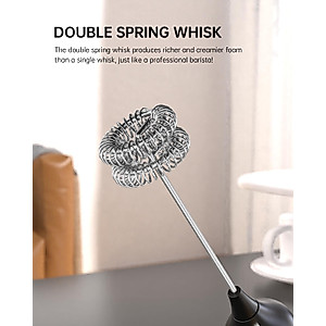 CIRCLE JOY Powerful Milk Frother Handheld with 3-Speed, Coffee Frother Wand Rechargeable Mini Drink Mixer with 2 Stainless Steel Whisk for Matcha, Hot Chocolate, Cappuccino,& Egg Mini Frother