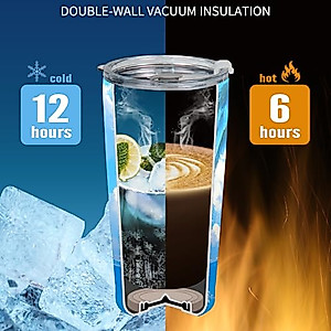 QWEUIOP 20oz Insulated Travel Coffee Mug Grunge Summer Coconut Tree Stainless Steel Tumbler with Lid Double Wall Vacuum Coffee Cup For Hot and Cold Drinks14524