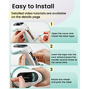 Phomemo Embossing Label Maker Machine with Tapes, Portable Retro Embossed Label Maker Writer, Mini Embosser Label Maker with 6 Rolls Embossing Label Tapes for Home,Office DIY and Crafting -Green