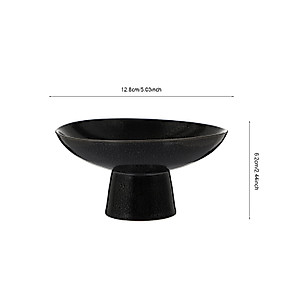 DOITOOL Fruit Bowl for the Counters, Ceramic Fruit Berry Bowl Plate, Decorative Fruit Dish Holder Dessert Display Stand for Kitchen Counter Centerpiece Table Decor Serving Fruit Tray (Black)