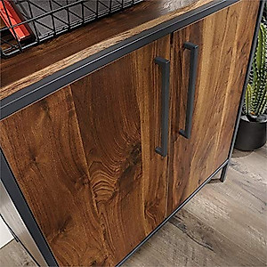 Sauder Nova Loft Bookcase with Doors, L: 33.07" x W: 17.32" x H: 75.98", Grand Walnut Finish