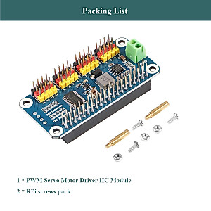 MakerFocus PWM Servo Motor Driver IIC Module 16 Channel PWM Outputs 12 Bit Resolution I2C Compatible with Raspberry Pi 4 3B+ 3B Zero/Zero W/Zero WH and Jetson Nano