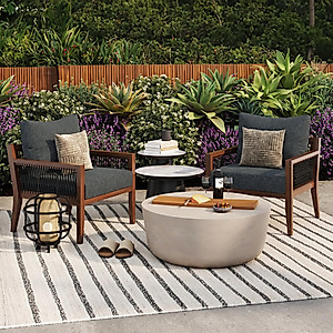 Nathan James Freya Bohemian Wooden Armchair, Outdoor Patio Chair, Solid Acacia Wood Frame, Dark Acacia