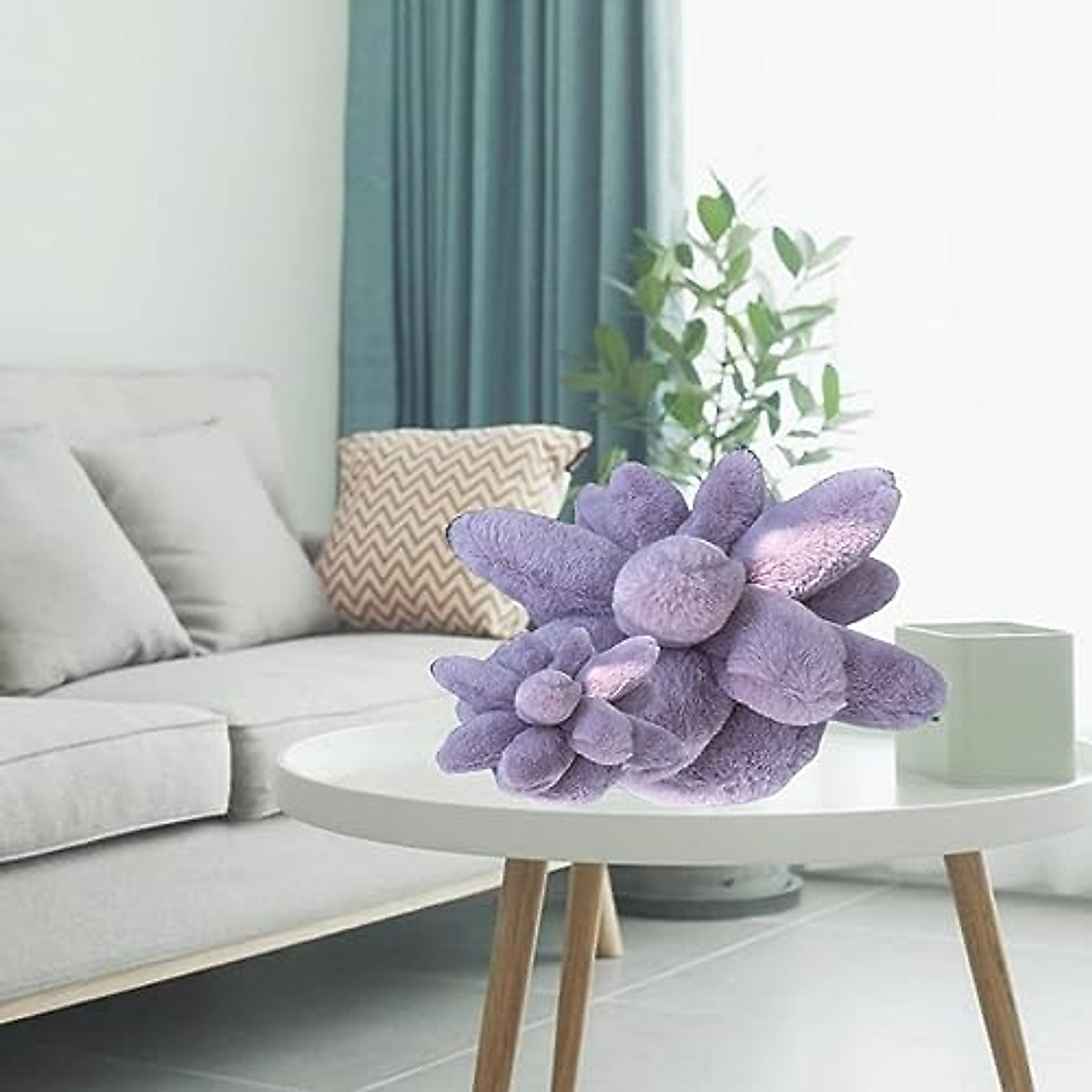 Succulent Pillow 17.7Inch Super Soft Imitation Rabbit Fur Succulent Plush Pillows Creative Plant Pillow Flower Shaped Decor Throw Pillow for Couch Sofa Bed Car Chair Cushion
