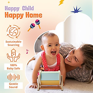 YAANI Montessori Spinning Drum, Baby Toys 6-12 Months, Montessori Toys for 1 Year Old, Sensory Toys, Toddler Toys, Baby Boy Gifts, Toys for Girls, Baby Girl, Toys for 2 Year Old, Montessori Toys