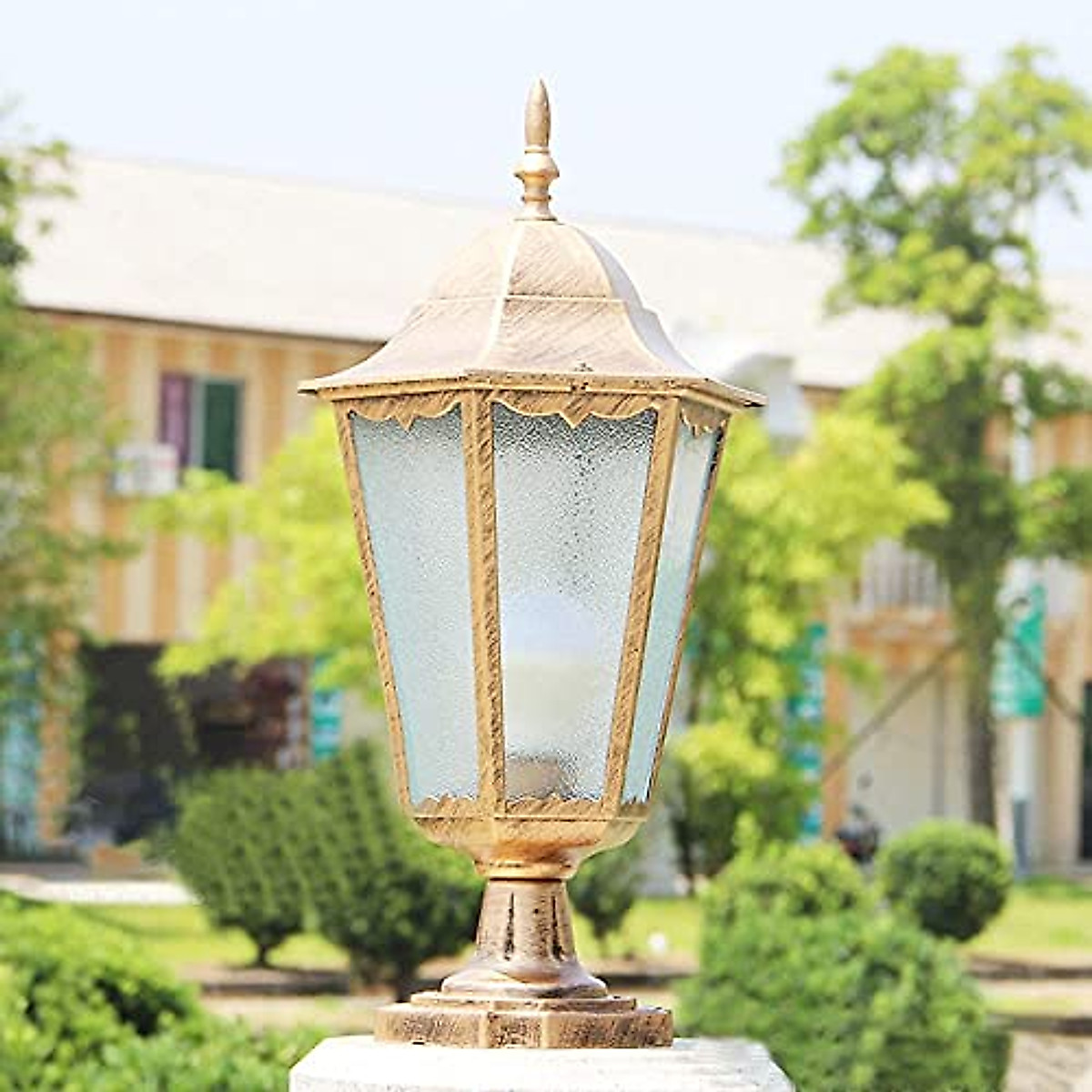 Retro Post Light Aluminum Garden Pillar Lamp Outdoor Lighting Column Lamp Waterproof IP65 Street Light Glass Lantern Gate Stigma Light Courtyard Landscape Light Fence Lawn Porch Deck Garage