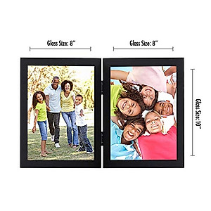 Americanflat Hinged 8x10 Picture Frame in Black - Double Picture Frame with Engineered Wood and Shatter Resistant Glass for Tabletop Display
