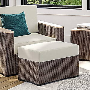 Homestyles 6800-90 Palm Springs Outdoor Ottoman, 1 Seat, Beige
