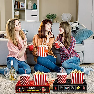 OBUSATT 32Pcs Movie Night Snack Trays Hold Popcorn Candy Food Drink, Movie Theater Popcorn Holder Disposable Movie Boxes Supplies for Kid's Birthday Party Concession Stand Carpet Family