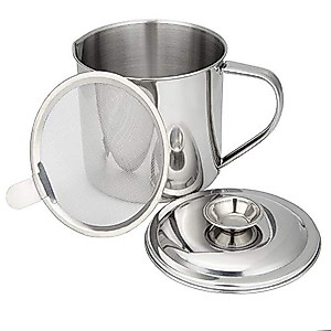 Bacon Grease Container Kitchen Cooking Oil Container Grease Container with Strainer Filter - Heat Resistant (1.25 Quart | 5 Cups)