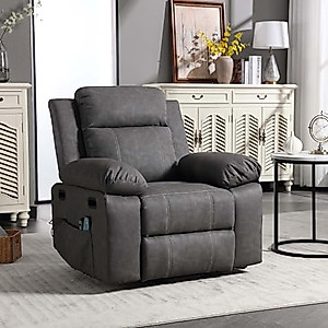 JEEOHEY Recliner Chair, Electric Power Lift Chair,Upholstered PU Leather Massage Chair Recliner Sofa with Heated,Adjustable Modern Reclining Chair for Elderly Adults(Grey)