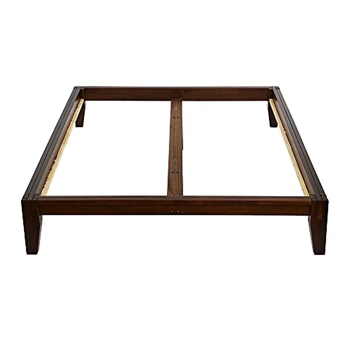 Main + Mesa Yume Modern Solid Wood Platform Bed with Japanese Joinery, Walnut Finish, Queen