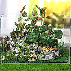 Luinabio 6 Pcs Reptile Plants for Terrarium Decor Reptile Tank Accessories Fake Hanging Plant Vines Artificial Leaves Plants Tank Habitat Decor for Bearded Dragon Lizard Snake Geckos Chameleon