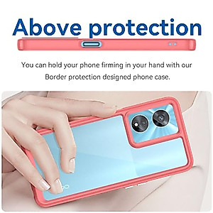 Case for Oneplus Nord N20 SE,Flexible Press Button,Transparent case,Anti-Fingerprint.360°Full Protection-Red