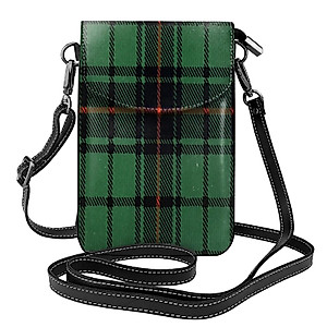 Small Crossbody Scottish Davidson Clan Black, Green Tartan Crossbody Purse Bag Fashion Cell Purse Wallet For Women/Girls Gift