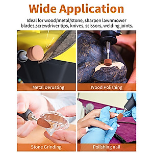 ZORUNNA 120Pcs Sanding Bits for Dremel Rotary Tool, Strong Grinding Stones Bits with 1/8" Shank, Aluminum Oxide Sanding Accessories to Polish Sharpen Jade, Rust and Metal(3 Sizes).