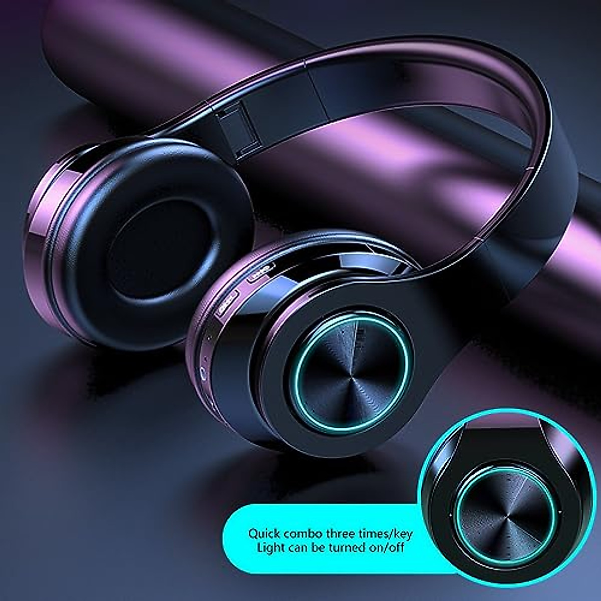 Viadha True Wireless Bluetooth Headphones, Over-Ear HiFi Stereo Noise Cancelling Headphones with Microphone, Foldable Lightweight Headset with Deep Bass for Home Travel Work Cellphone