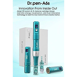Dr. Pen Ultima A6S Professional Microneedling Pen - Wireless Derma Auto Pen - Best Skin Care Tool Kit for Face and Body - 6 Cartridges (3pcs 16pin + 3pcs 36pin)