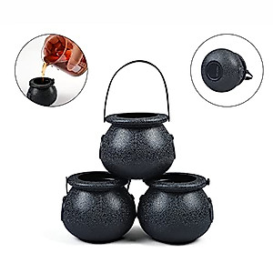 YoHold Plastic Cauldron, Mini Black Witch Cauldron, Candy Cauldron Kettles for Halloween, St Patrick's Day, Wizard Theme Party Decorations, 1 Dozen(12PCS), Black