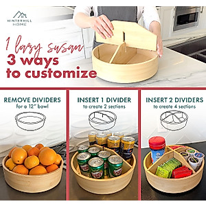 HinterHill 3-in-1 Adjustable Lazy Susan Pantry Organizer, 12" Bamboo Kitchen Cabinet Organizer for Pantry Organization and Storage, Lazy Susan for Cabinet, Countertop, Bathroom, Spices, Snacks