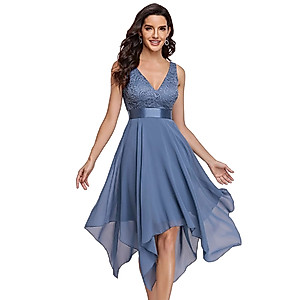 Ever-Pretty Womens Sleeveless Short High Low Party Dress Haze Blue US4