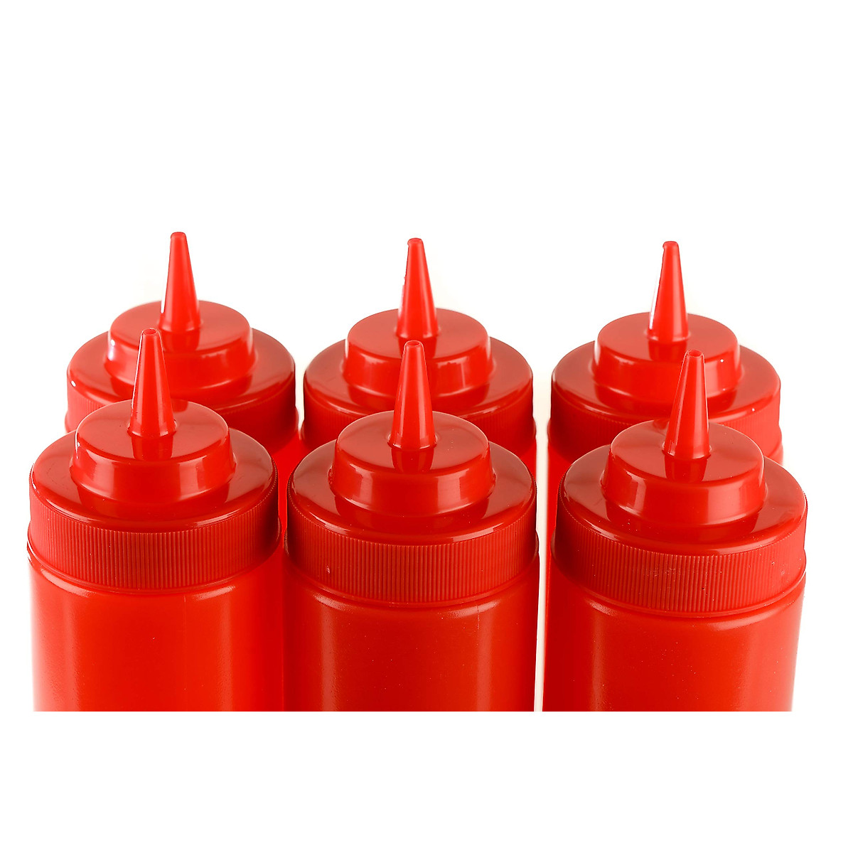 [2 PACK] 24 Oz Red Plastic Condiment Squeeze Bottles Squirt Bottle for Sauces, Dressing, Arts and Crafts, Ketchup, Mustard, Oil, BBQ - Clear Reusable Plastic Containers, BPA Free, Dishwasher Safe