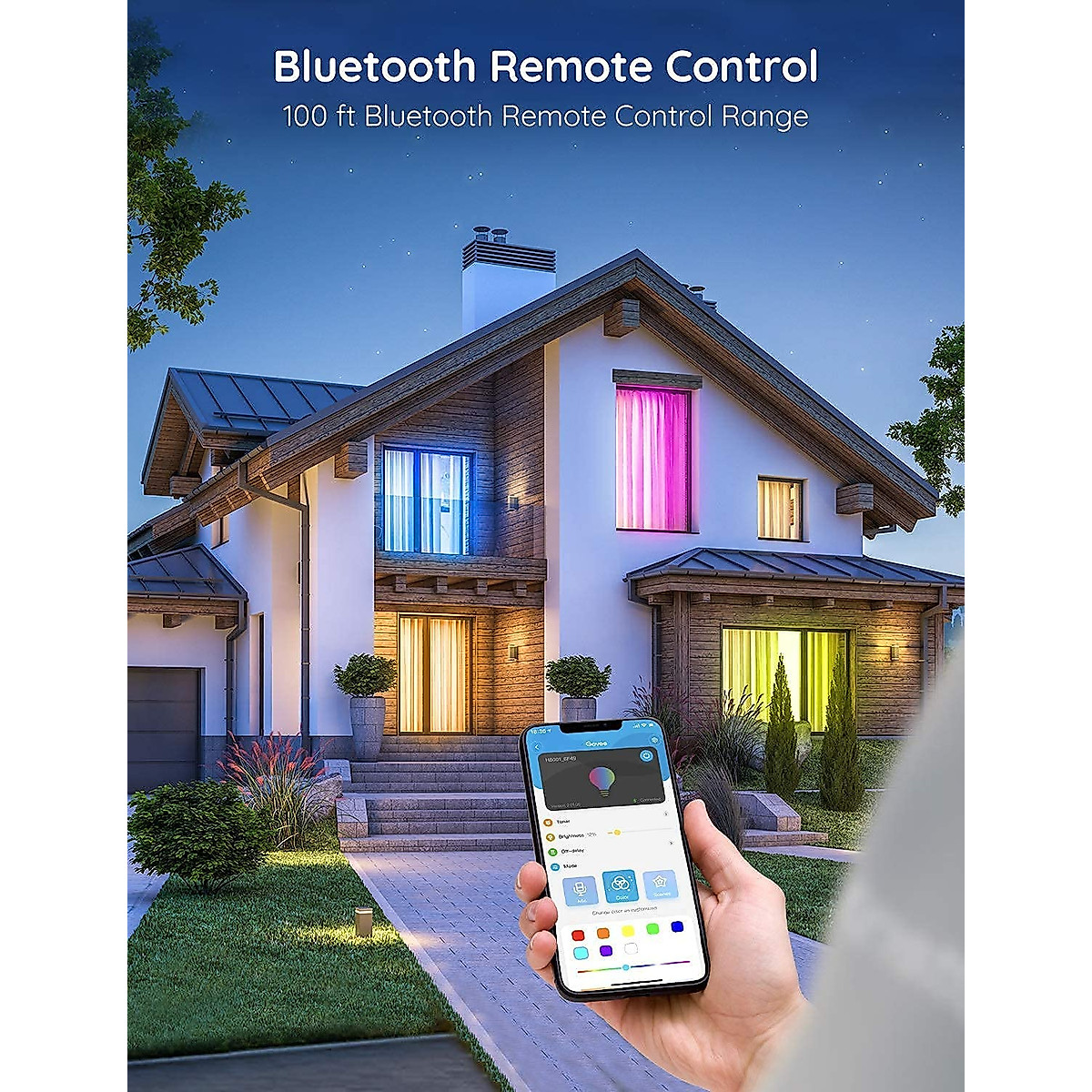 Govee Smart LED Bulbs, Bluetooth Light Bulbs, RGBWW Color Changing Light Bulbs with App Control, A19, E26, Music Sync and 8 Scene Mode for Living Room Bedroom Party, 2 Pack(Not Support WiFi/Alexa)