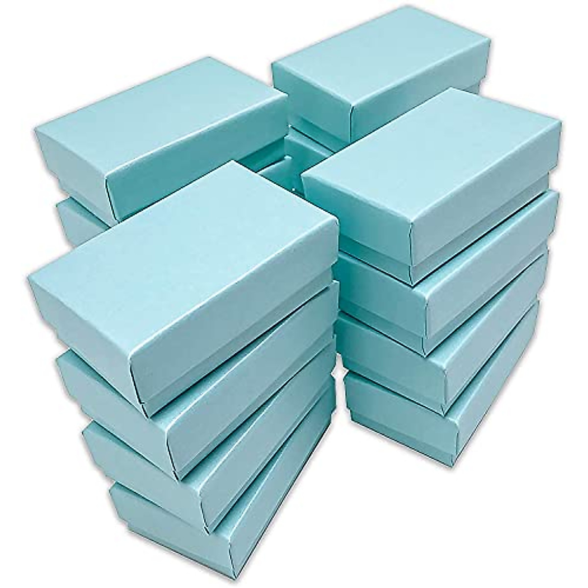 TheDisplayGuys 100-Pack #21 Cotton Filled Cardboard Paper Jewelry Box Gift Case - Pearl Teal (2 5/8" x 1 5/8" x 1")