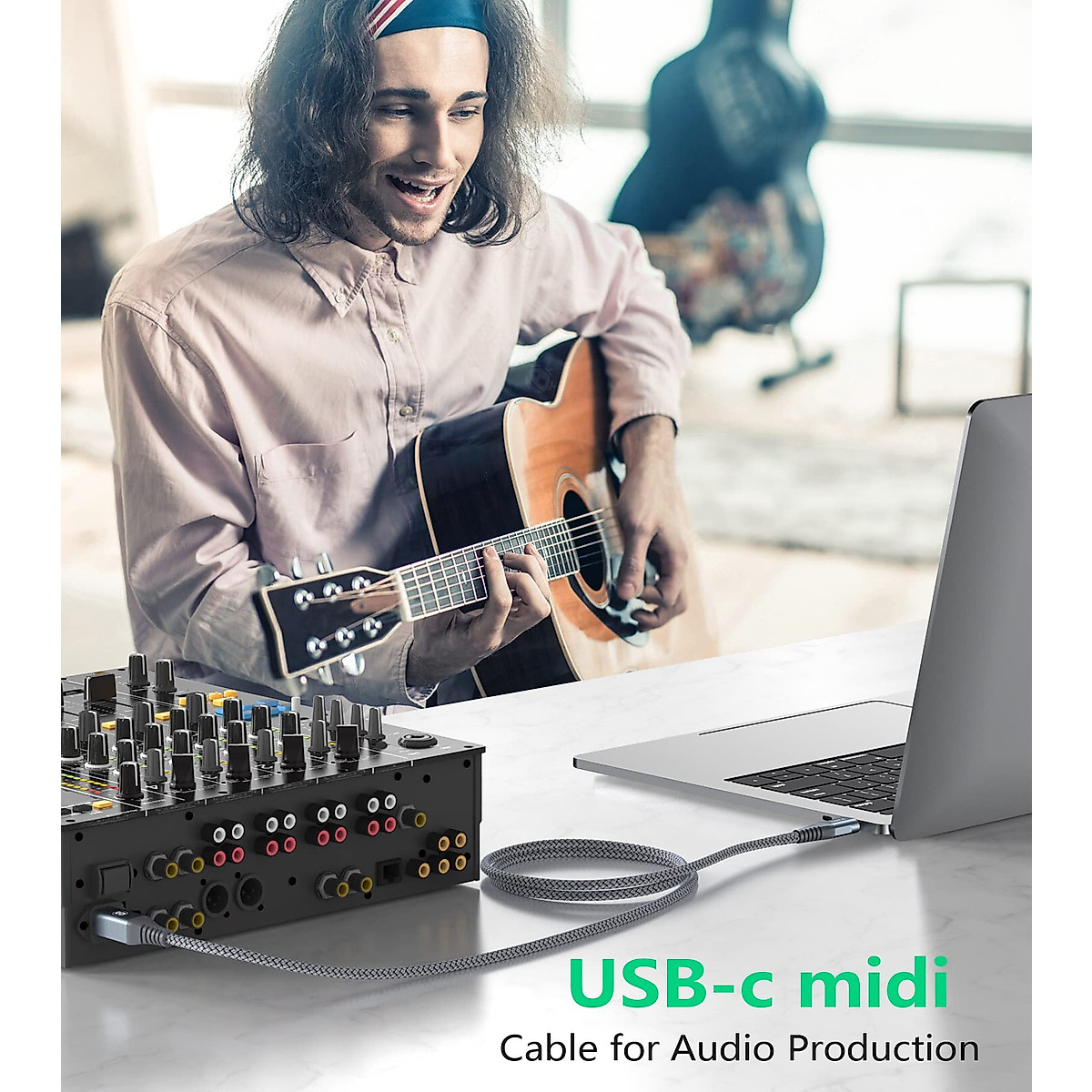 USB C Printer Cable 15ft, USB C to USB B Printer Cable Nylon Braid High-Speed USB C MIDI Cable for MacBook Pro/Air, Digital Piano MIDI Controller, HP Epson Canon Brother Lexmark Printers and Scanner