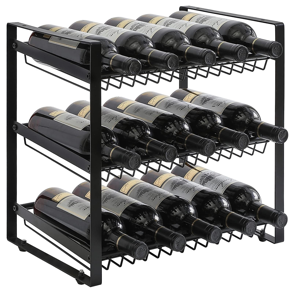 YMYNY 3-Tier Can Rack Organizer, Multifunctional Can Storage Dispenser, Holds Up to 36 Cans, Stacking Rack Holder for Kitchen Cabinets, Countertops, Pantry, Small Spaces, Black, HSR001H