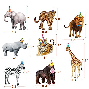 Safari Animals Party Decorations Jungle Animal Centerpiece Sticks Cutouts Table Toppers for Birthday Baby Shower Party Supplies Set of 24