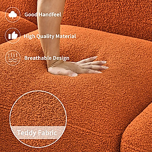 CALABASH Convertible Modular Sectional Sofa, 94.5''W L-Shape Couch with Reversible Chaise DIY Combination Teddy Fabric Cloud Sofa Couch for Living Room, Bedroom(Orange)