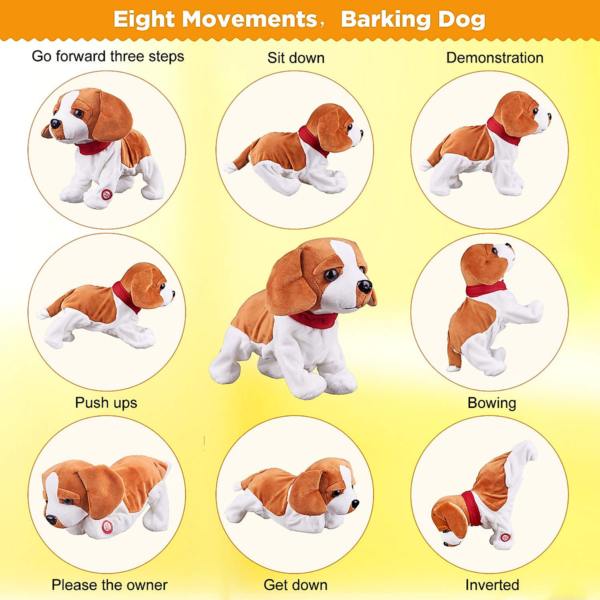 Pekingese Dog Interactive Barking Puppy Plush Animated Pet Electronic Dog Cute Robot Dog Baby Toys Touch Control Plush Stuffed Animal Dog Toy Toddler Kids Girl Toys Length 12"