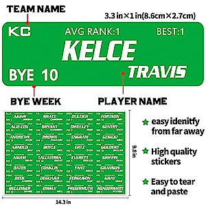 Fantasy Football Draft Board 2023-2024 Kit Extra Large Set with More 600+ Player Labels Premium Color Edition[12 Teams 20 Rounds]