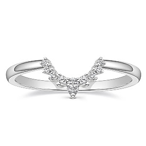 Mameloly CZ Wedding Bands for Women Pear & Round Shaped Cubic Zirconia Curved Stackable Engagement Rings for Her Size 7