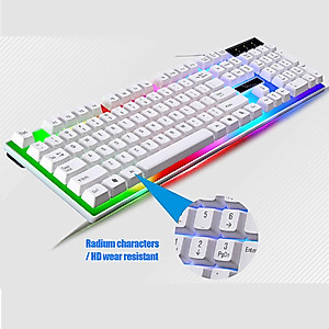 Arinda Wired Gaming Keyboard and Mouse Set Colorful LED Backlit USB Gaming Keyboard Mouse for Laptop PC Gamers