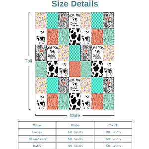 WGFAKJMO Cow Blanket Cute Cow Print Blanket Cow Beding Sherpa Fleece Throw Blanket Farm Animals Blanket Warm and Plush Cow Print Throw Blankets for Bed Sofa Travel Couch（Green，(50 x 60 in)）