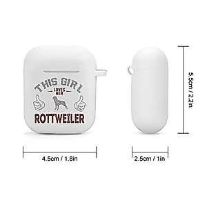 This Girl Love Rottweiler Silicone AirPods Case Protective Cover Compatible with AirPods 2 & 1 with Keychain