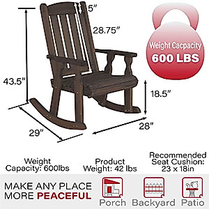 Amish Heavy Duty 600 Lb Mission Pressure Treated Rocking Chair (Dark Walnut Stain)