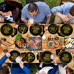 96 Pcs Cheers 50th Birthday Plates and Napkins Party Supplies Cheers to 50 Years Tableware Set 50th Party Birthday Decorations Favors for Men Women for 24 Guests