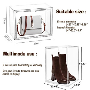 ZLLZUU Clear Stackable Plastic Storage Bins with Lid, Dustproof Book Cosmetic Acrylic Display Cases with Magnetic Door, Large Figures Collectibles Showcase