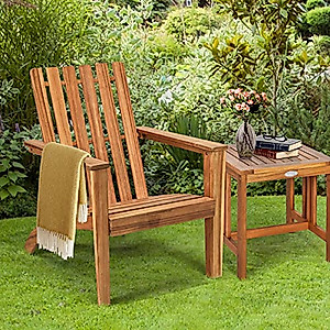 Giantex Adirondack Chair Set of 2 Acacia Wood Outdoor Chairs, 350 lbs Weight Capacity, Weather Resistant Campfire Chairs for Lawn Seating, Garden, Poolside, Balcony, Patio Adirondack Lounger