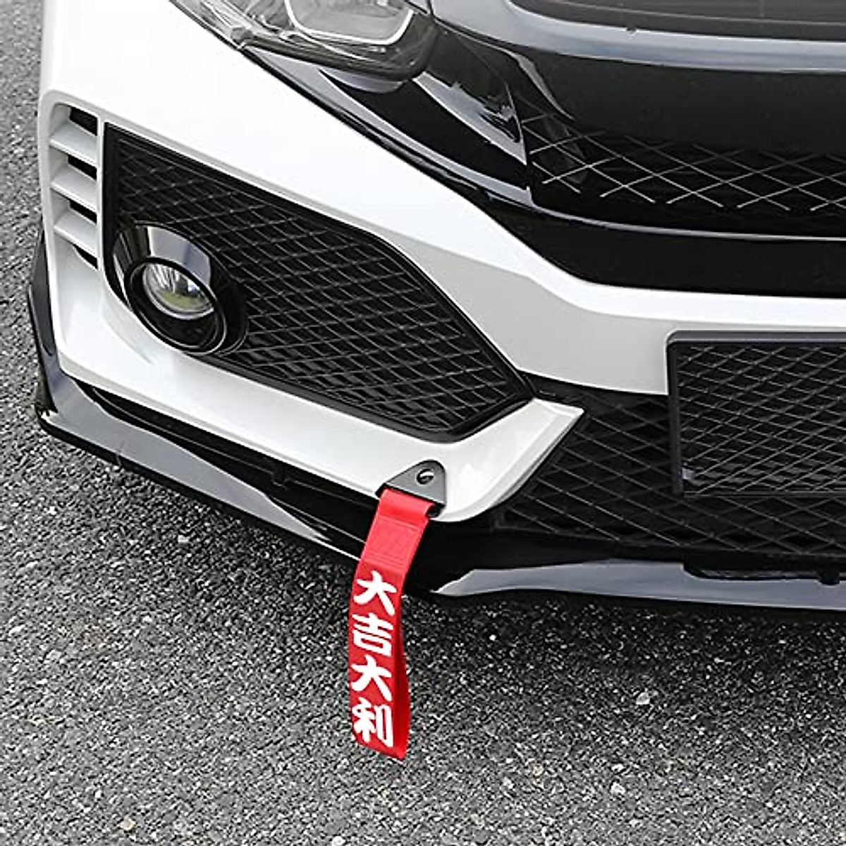 VAGURFO Car Racing Tow Straps,Car Modification JDM Sports Racing Tow Strap,Chinese Slogan Nylon Car Bumper Tow Strap Trailer Belt Hook Traction Rope,Car Decorative Trailer Belt (Red A)