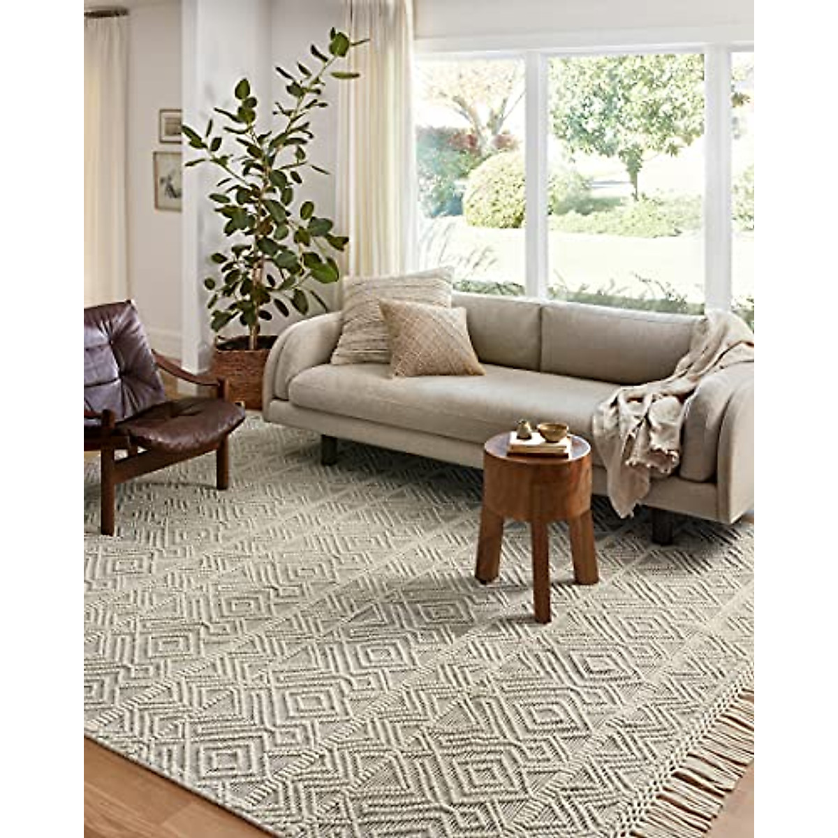 Loloi II Noelle Collection NOE-07 Ivory/Grey, Geometric Area Rug 9'-0" x 12'-0"