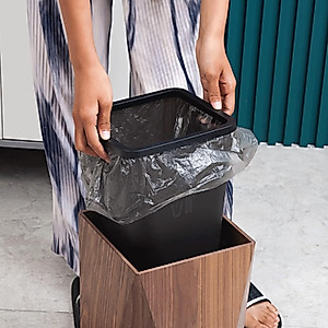 LICONG-2019 Kitchen Trash Can Wooden Garbage Cans Household Simple with Lid High-grade Living Room Waste Basket Creative Diamond-shaped Office Paper Basket Waste Basket(Logs,S)