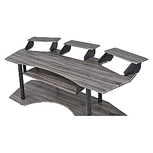 Acme Eleazar Wooden 4-Shelf Music Recording Studio Desk in Black Oak