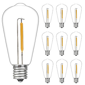 10 Pack LED Edison Light Bulbs, 0.6 Watt Shatterproof Dimmable Replacement Bulbs ST40 E17 Clear Plastic Light Bulbs for Outdoor Patio String Lights, E17/C9 Intermediate Screw Base Bulb, Warm White